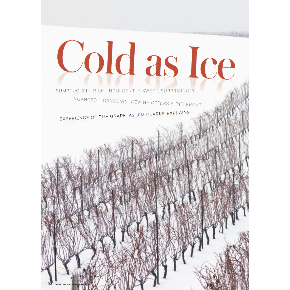 Departures Magazine - "Cold as Ice" - Wine Country Ontario
